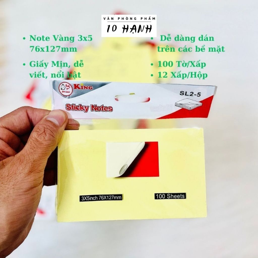[VÀNG 3X5] XẤP 100 Tờ Giấy Note / Giấy Ghi Nhớ / Giấy Ghi Chú Màu Vàng ...