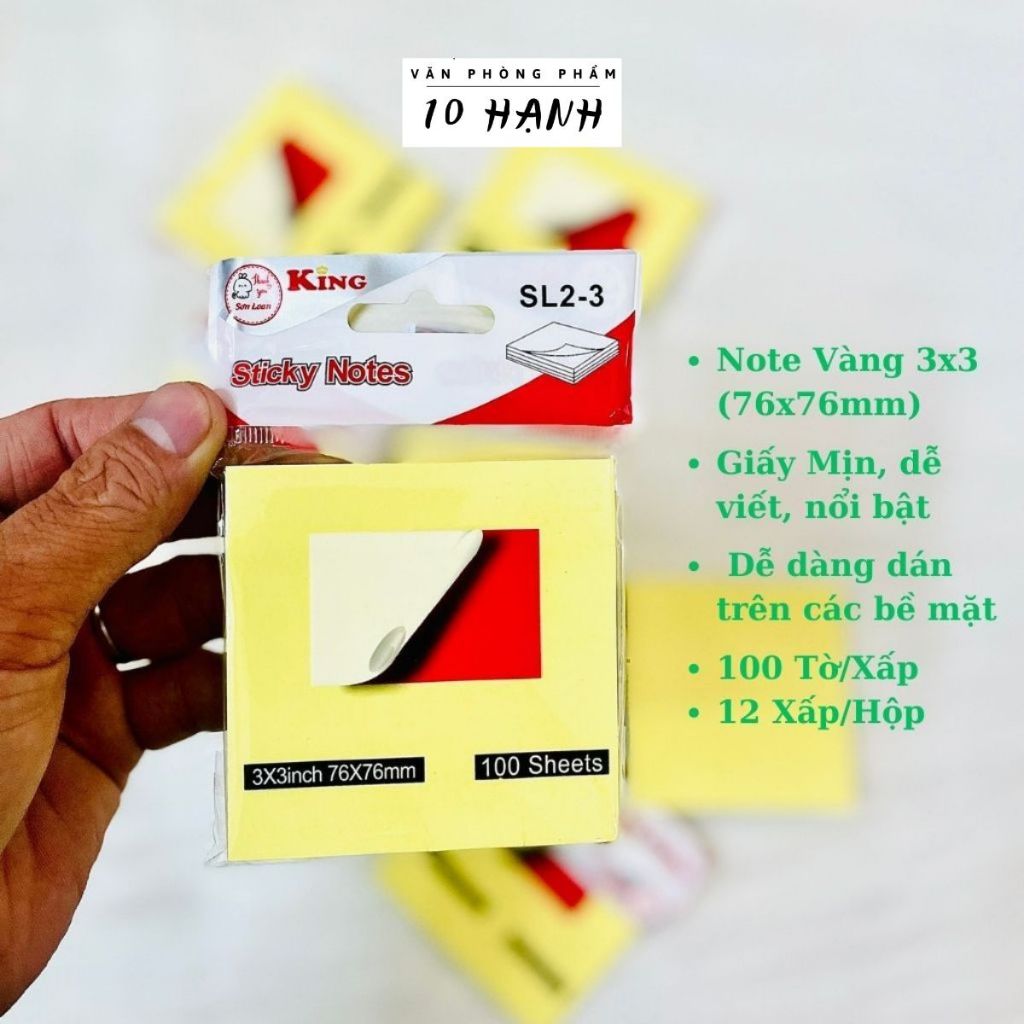 [VÀNG 3X3] COMBO 2 Xấp 100 Tờ Giấy Note / Giấy Ghi Nhớ / Giấy Ghi Chú Màu Vàng 3x3 (76 X 76 mm ...