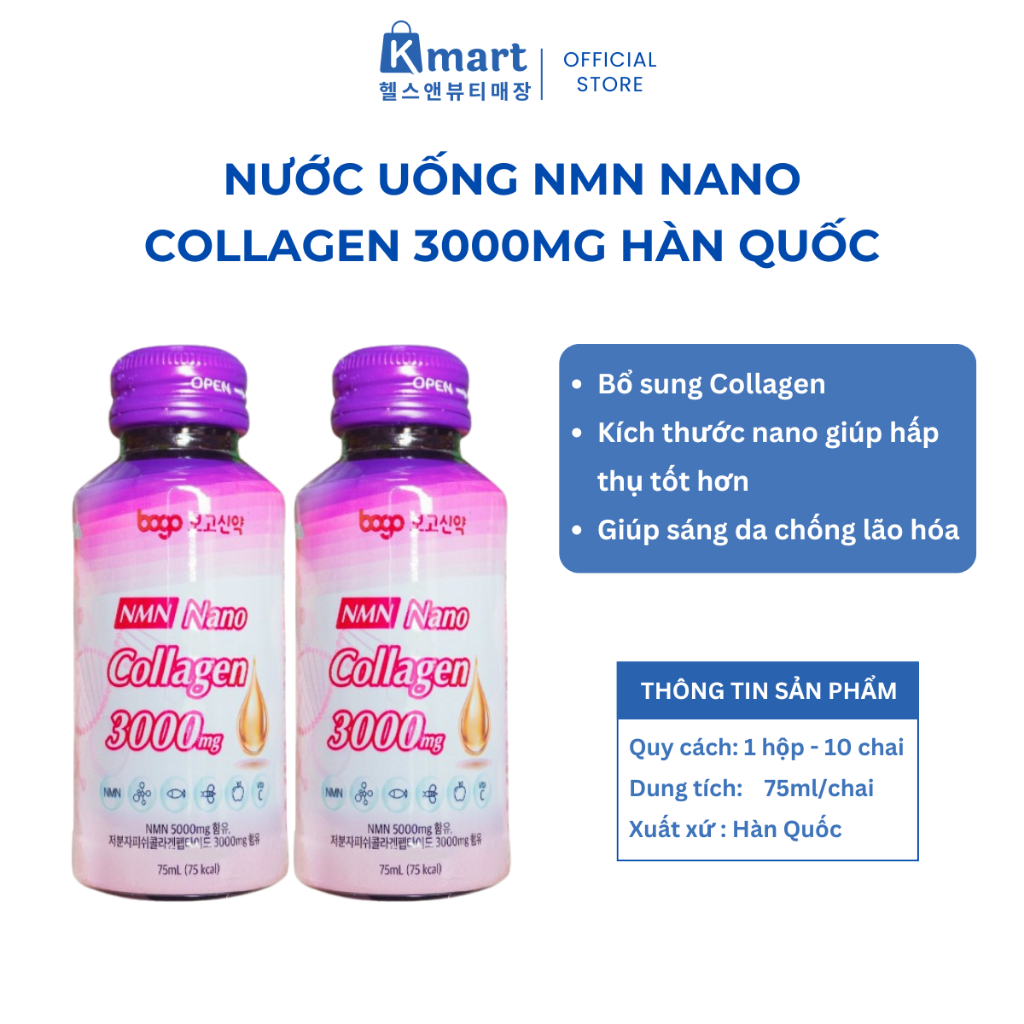 Combo 30 chai nước uống NMN 5000mg + Nano Collagen 3000mg BOGO Hàn Quốc ...