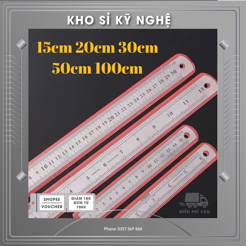 Thước lá inox 15cm 30cm 50cm 100cm không gỉ loại đẹp có túi chống xước | Shopee Việt Nam