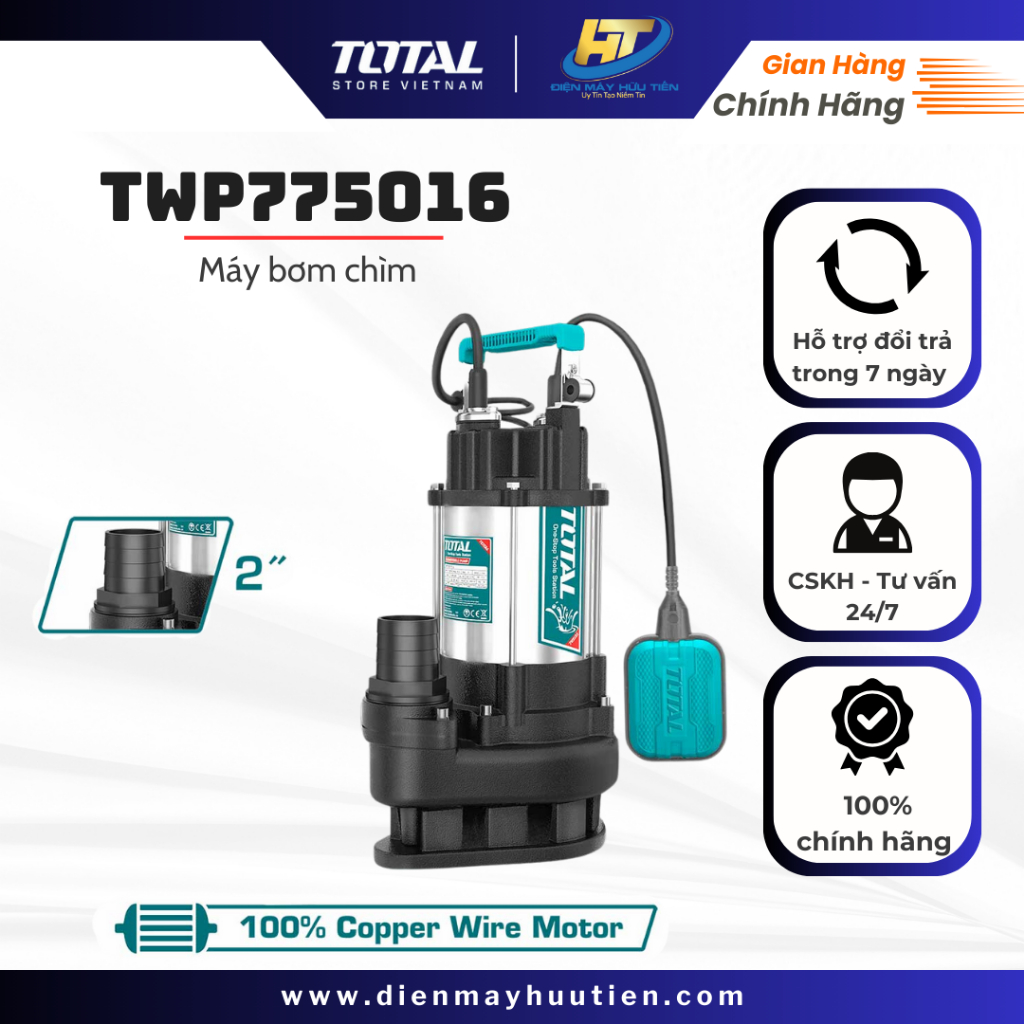 Máy bơm chìm nước thải TOTAL TWP775016 | Shopee Việt Nam
