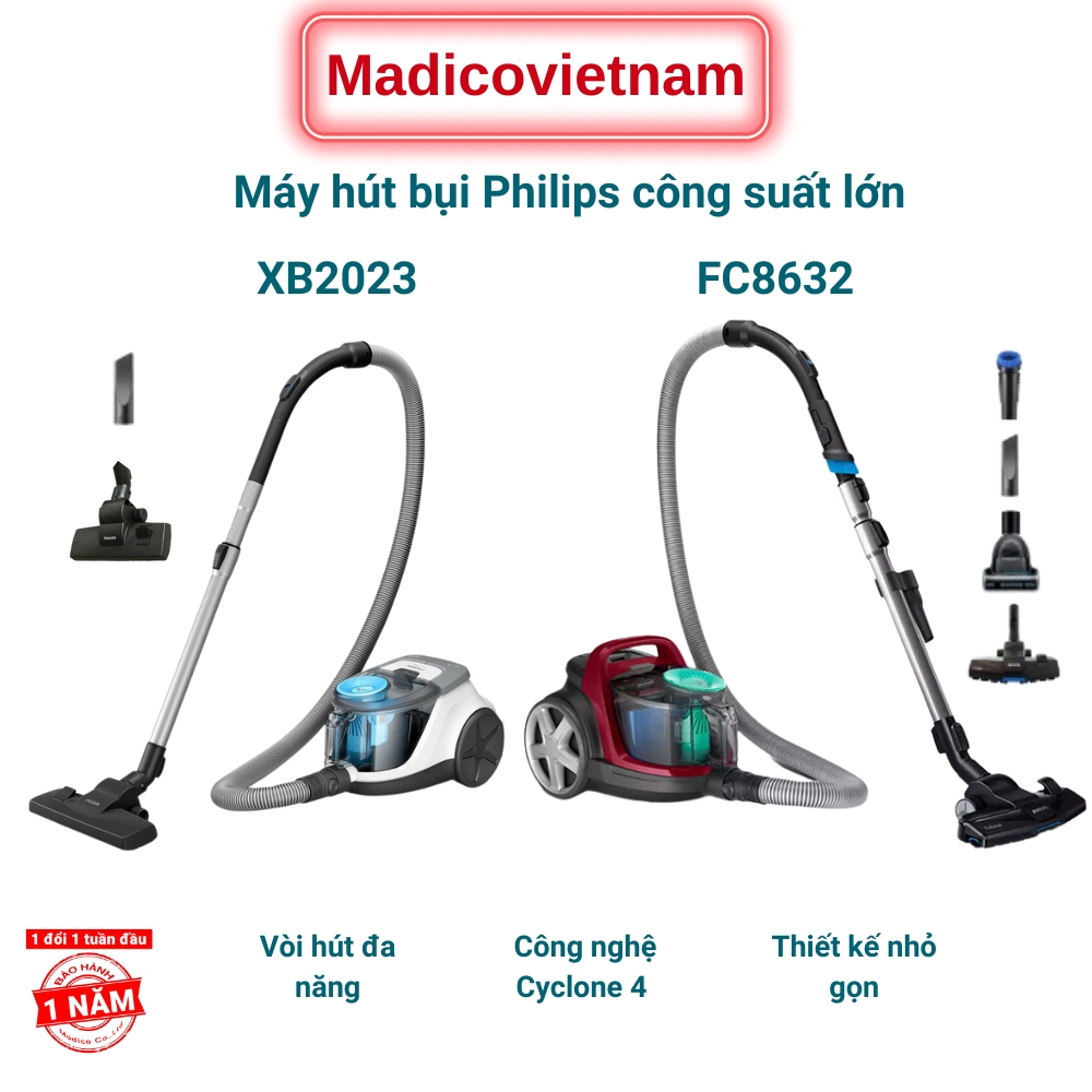 Máy Hút Bụi Philips Có Hộc Chứa XB2023 Công Suất Lớn 1500W Công Nghệ Power Cyclone 4 Bộ Lọc ...