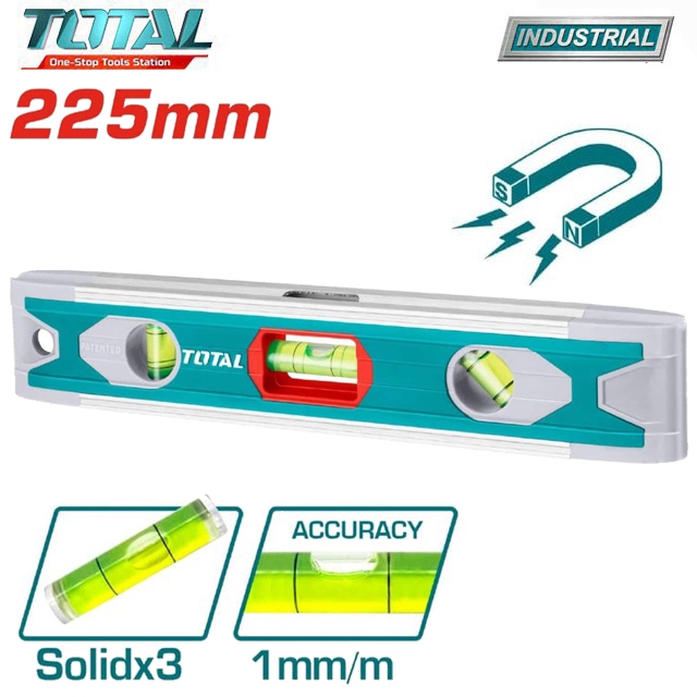 Thước thủy mini 225mm (có nam châm hút) Chất liệu: Nhôm và nhựa ABS ...