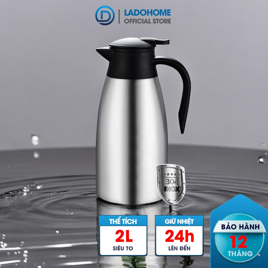 Bình giữ nhiệt 2L LADOHOME LD-2425 Inox 304 giữ nhiệt 24h, bình giữ nhiệt gia đình, ký túc xá ...