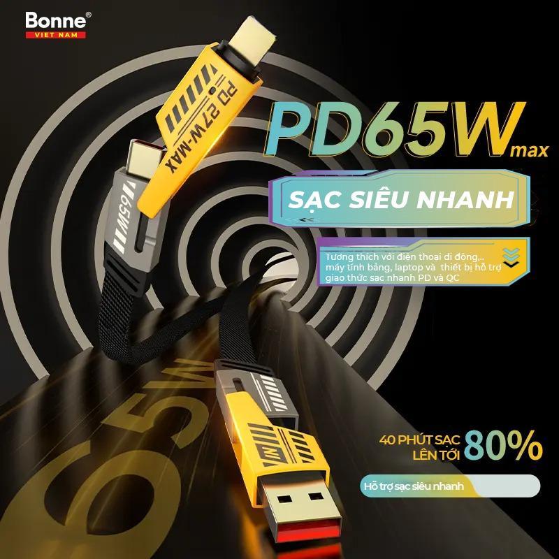 Dây cáp sạc nhanh 4 trong 1 , bọc dù chống đứt gẫy, cho IP 20W và điện ...