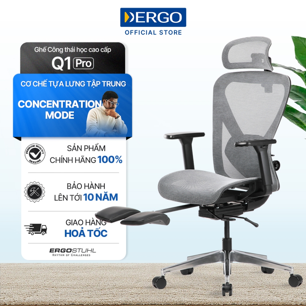 Ghế Công Thái Học DERGO Ergostuhl Q1 Pro (Footrest) | Shopee Việt Nam