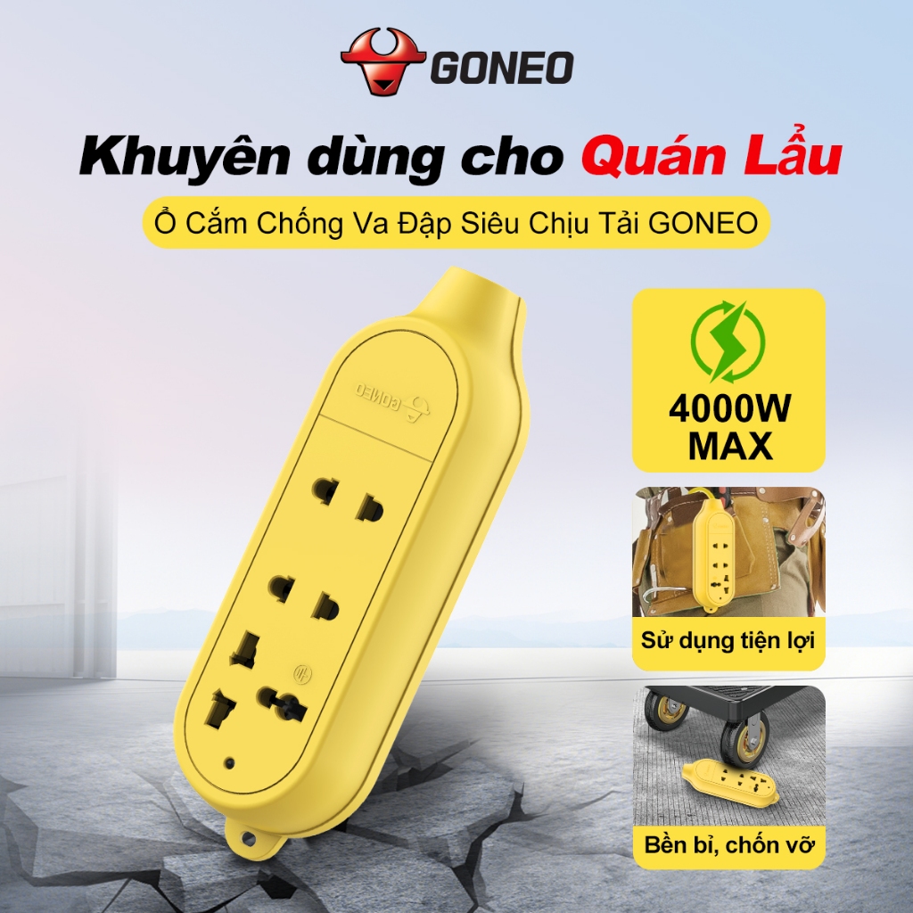 Ổ Cắm Chống Cháy Chống Va Đập Siêu Chịu Tải GONGNIU-3 Ổ Đa Năng Công Suất Lớn 4000W - C4D ...