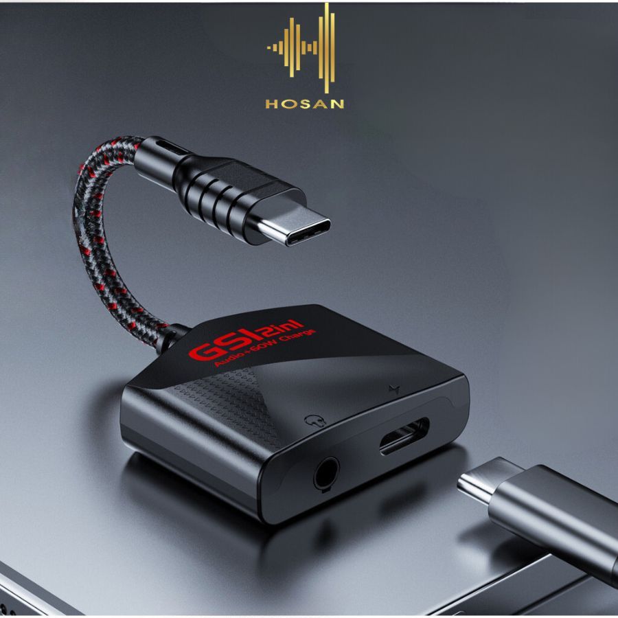 Cáp chuyển đổi HOSAN Plextone GS1 cổng sạc USB-C và tai nghe 3,5 hỗ trợ ...