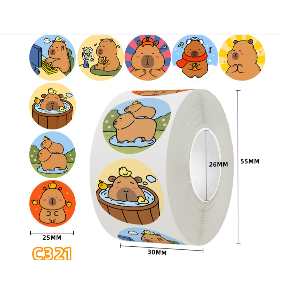 Cuộn 500 sticker dán Cappy bara dễ thương | Shopee Việt Nam