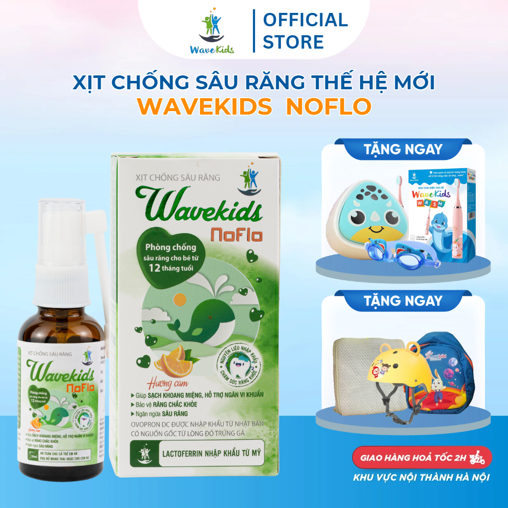 Xịt răng wavekids Noflo ngăn ngừa sâu răng,sún răng, ố vàng bảo vệ men ...