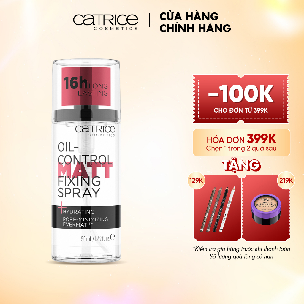 Xịt khóa nền Catrice Oil-Control Matt Fixing Spray kiềm dầu và cố định ...