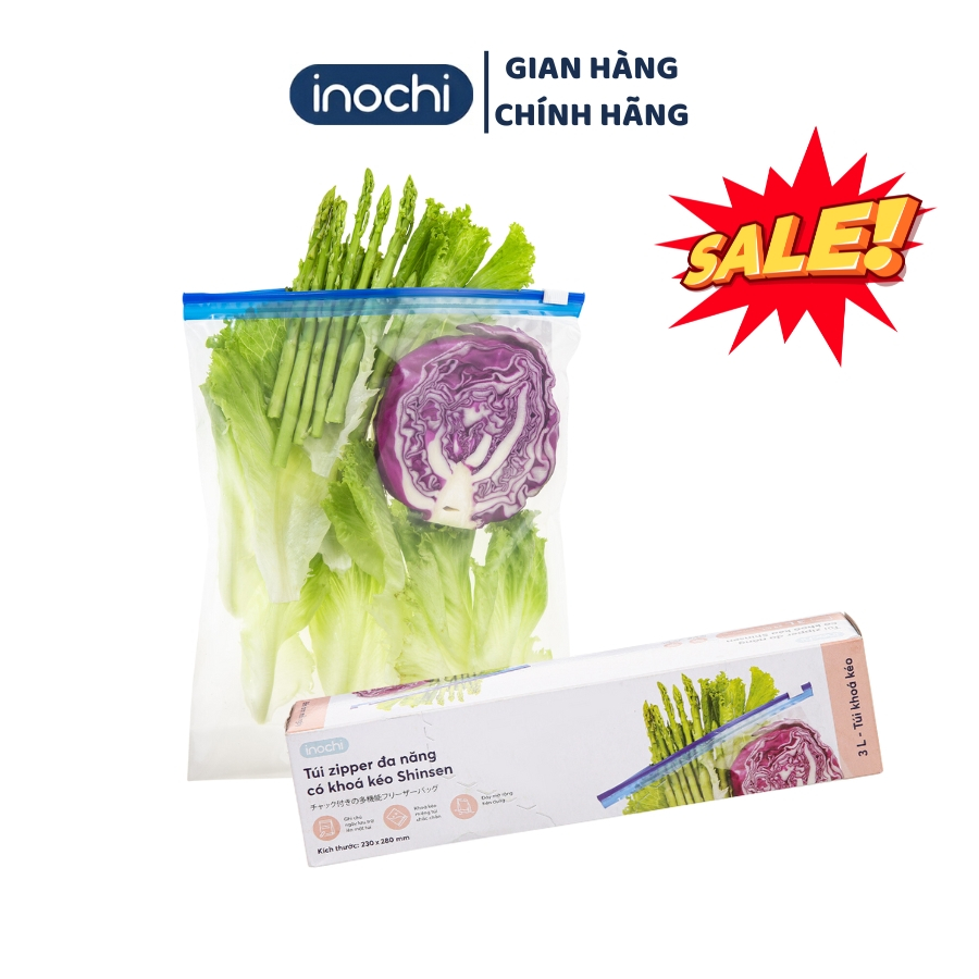 Túi zip thực phẩm inochi chính hãng, khóa kéo túi chắc chắn co giãn tốt ...