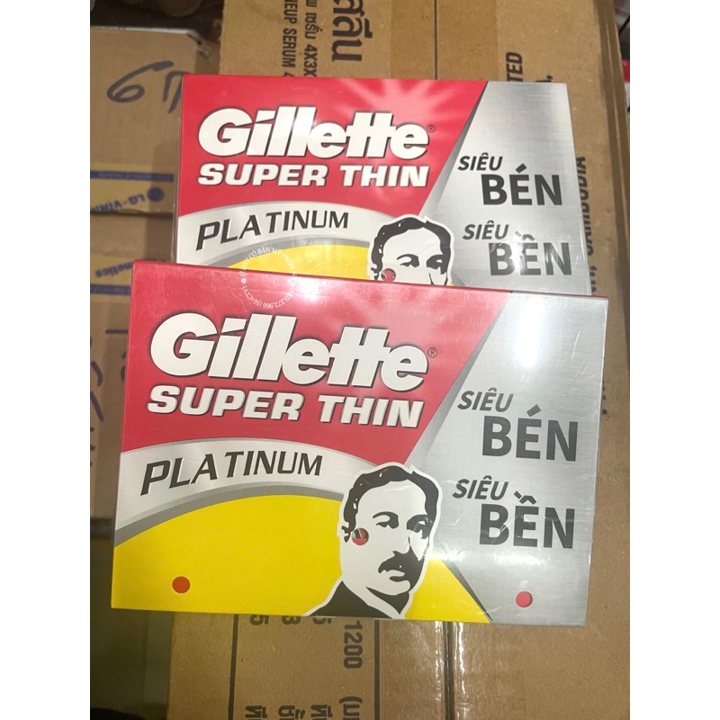 [Mẫu mới] Vỉ 100 lưỡi lam Gillette Super Thin Platinum màu đỏ siêu bén (20 hộp nhỏ - 5 lưỡi/hộp ...