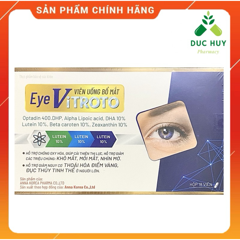Eye Vitroto - Viên uống bổ mắt, cải thiện thị lực, chống đục thuỷ tinh ...