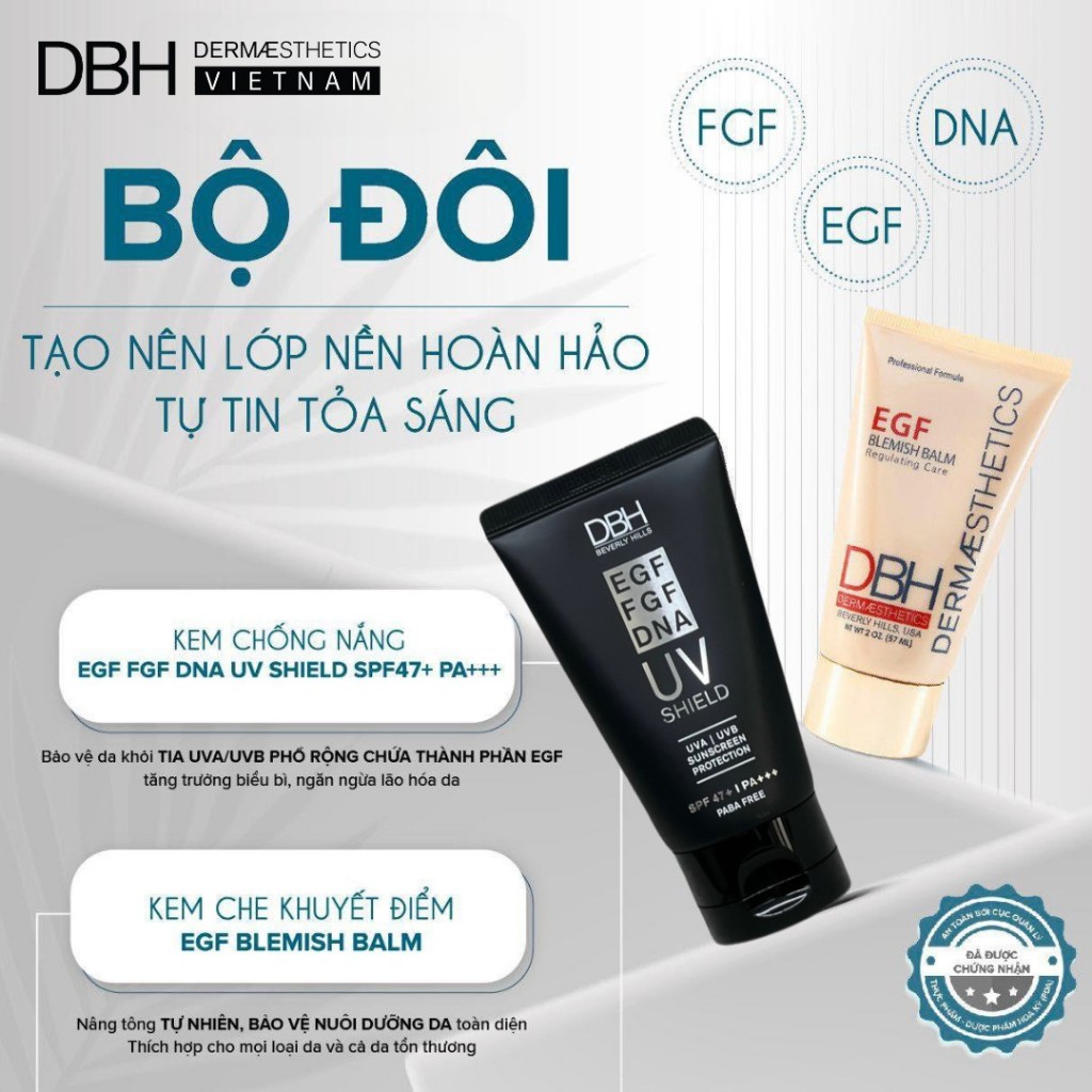 BỘ ĐÔI KEM CHỐNG NẮNG EGF/FGF/DNA UV SHIELD SPF47 PA+++ VÀ KEM CHE KHUYẾT ĐIỂM BẢO VỆ DA EGF ...