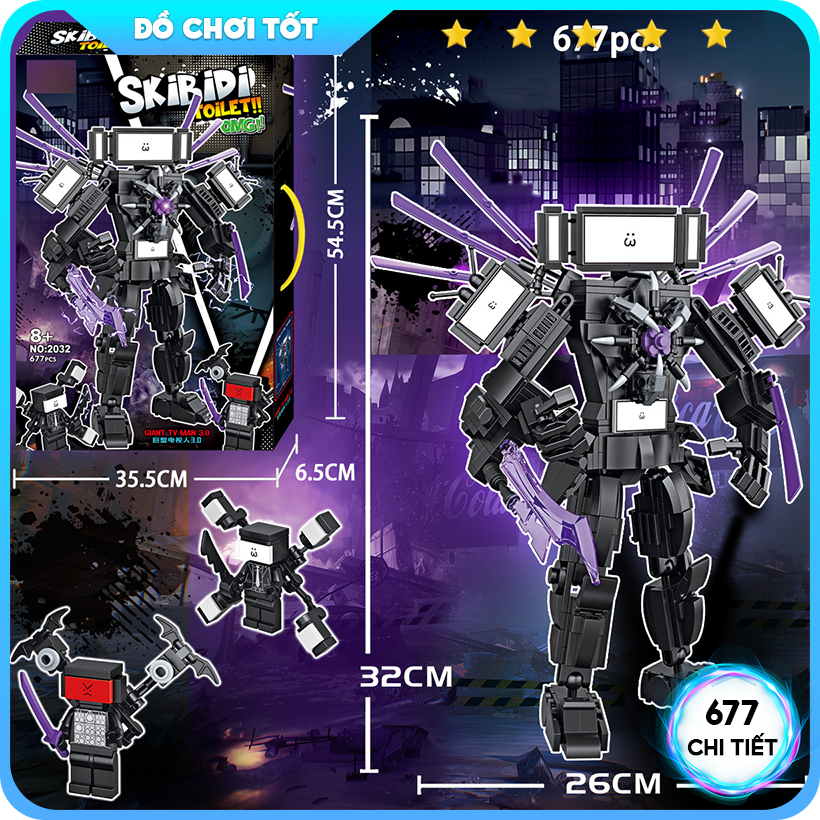 Đồ chơi Skibdi Toilet Titan Giant Tivi Man 3.0, lắp ráp mô hình Skibidi ...