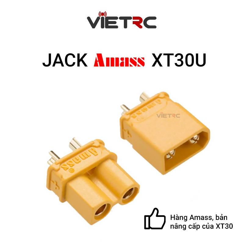Jack / Giắc cắm Amass XT30U (XT30-U) cho pin và ESC của tàu, xe, máy bay điều khiển từ xa (cặp ...