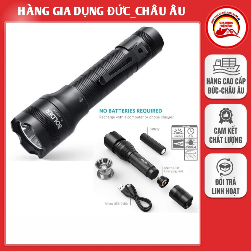 Đèn pin led Anker sạc điện siêu sáng 400 Lumens, chống nước ipx65 tuổi ...