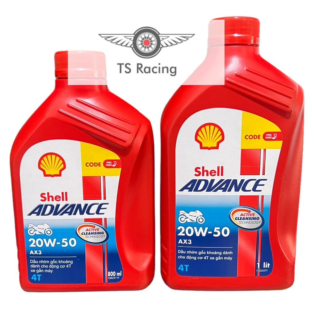 Nhớt shell advance (đỏ) ax3 20w50 0.8L 1L - xe số xe côn | Shopee Việt Nam