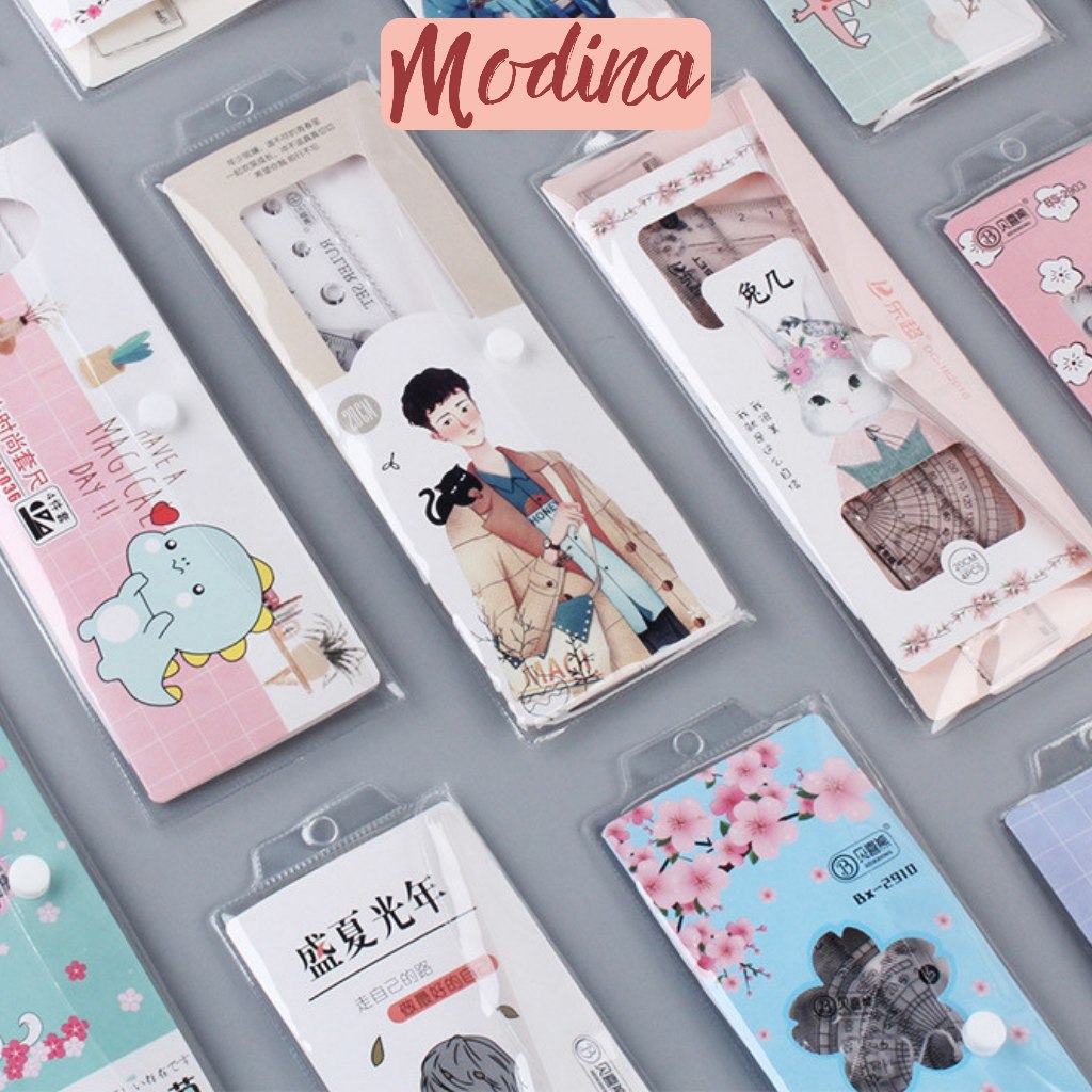 Bộ thước kẻ eke cao cấp vỏ cute in hình hoạt hình dễ thương vỏ opp dẻo ...