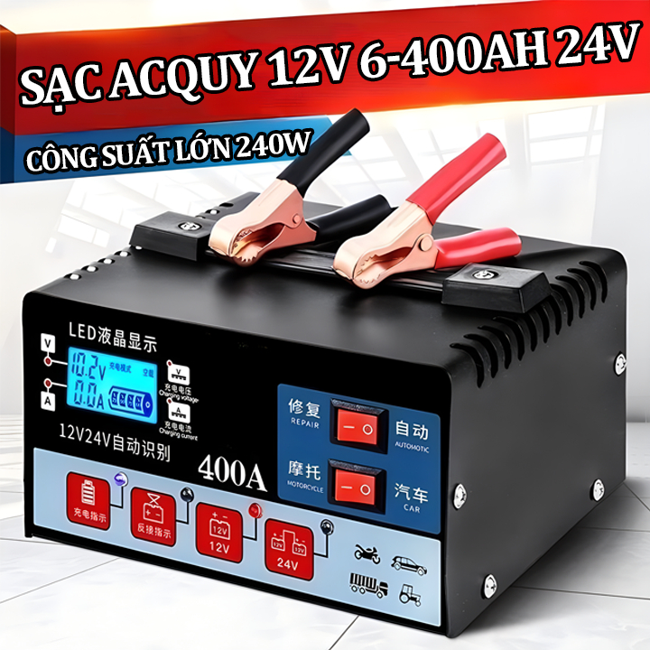 YUNYI Sạc acquy 12v tự ngắt 6-400AH bộ sạc bình ắc quy 12v 100ah sạc ...