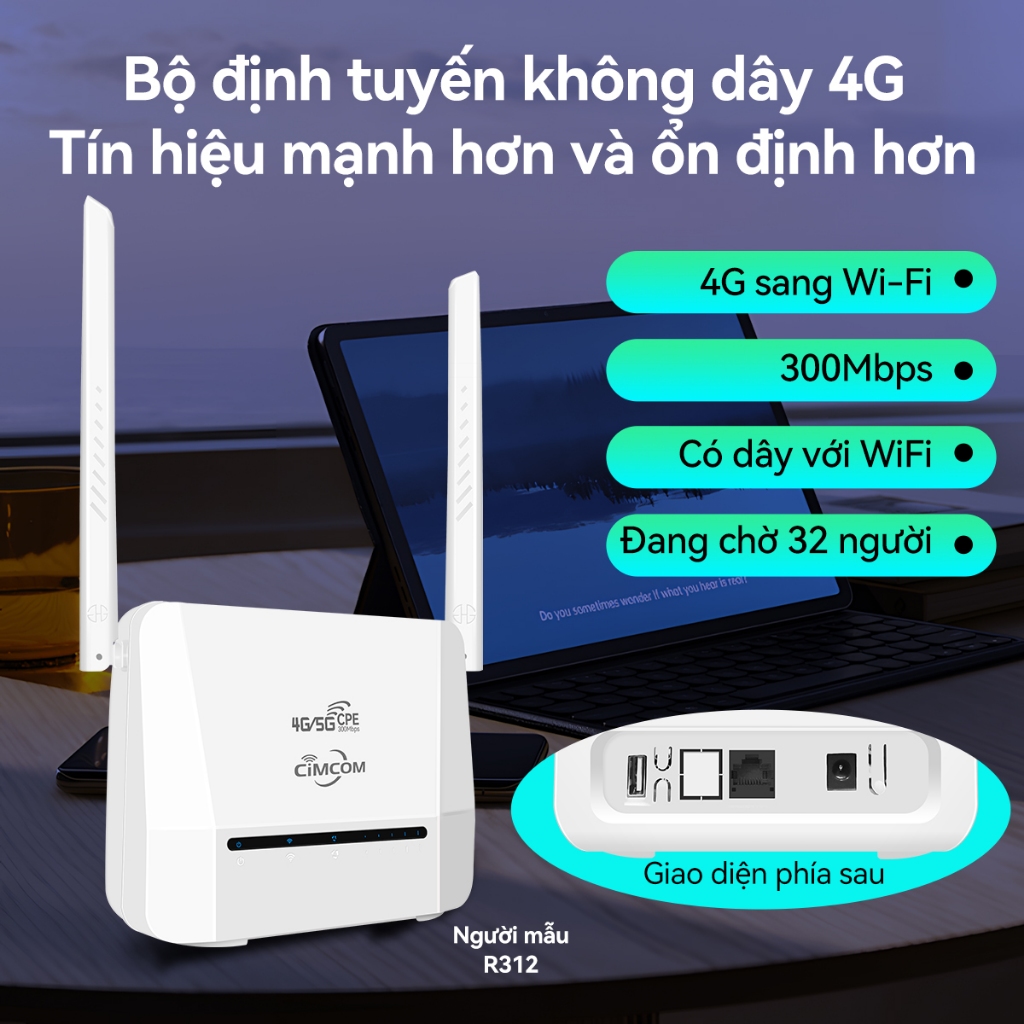 【MEFI】Bộ phát wifi di động 4G sim, router wifi gia đình R312 tốc độ cao ...