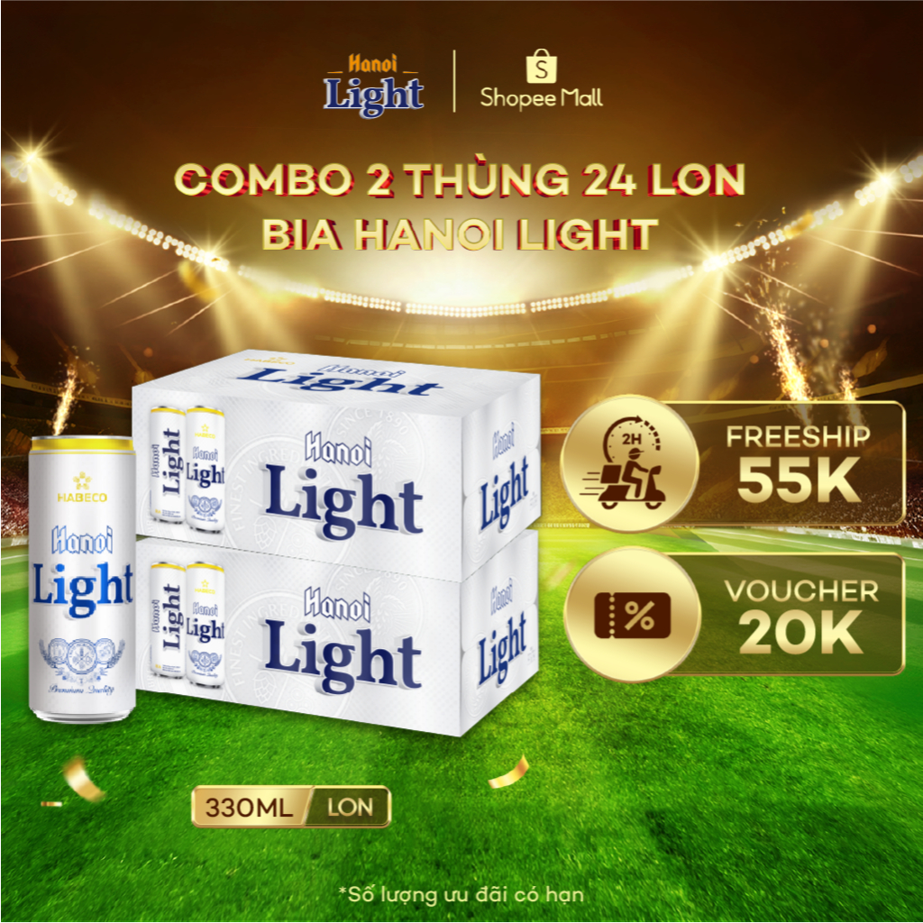 COMBO 2 Thùng 24 lon Bia Hanoi Light – HABECO (330ml/lon) | Shopee Việt Nam