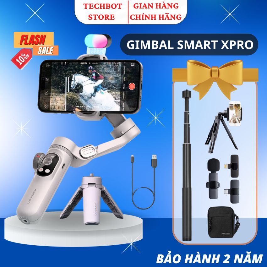 Gậy chụp hình AOCHUAN Smart X Pro chính hãng, Gimbal chống rung điện thoại, Pin 3200 mAh Gậy ...