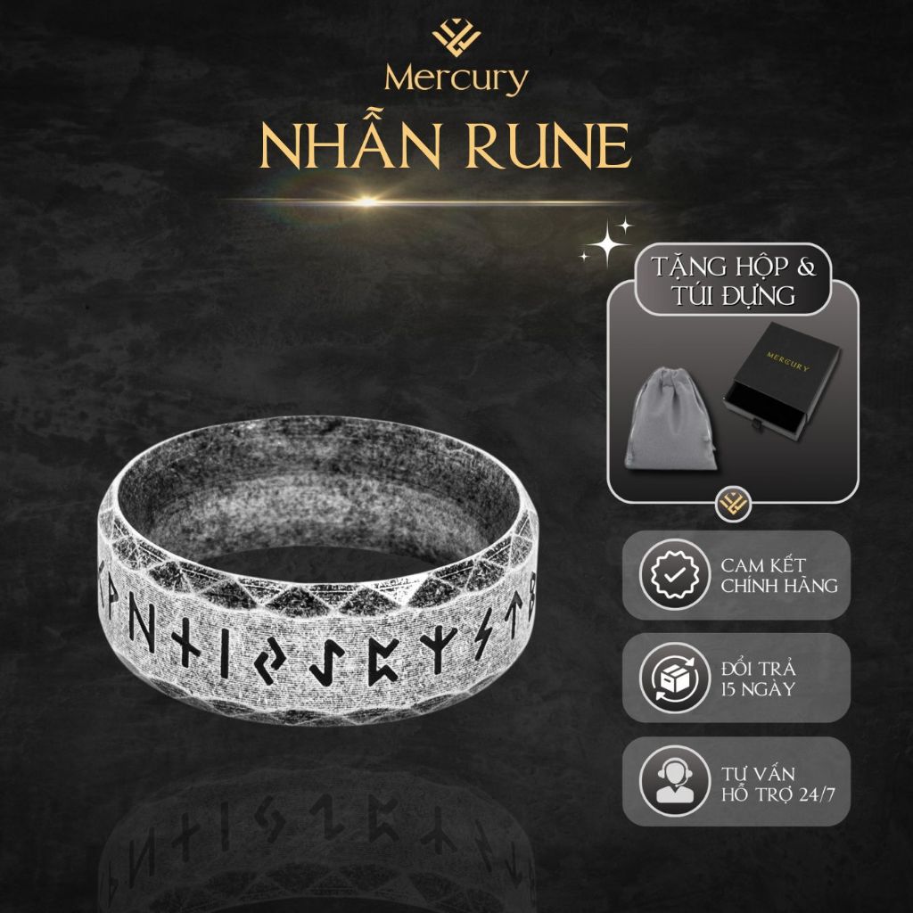 Nhẫn nam Mercury cổ ngữ Rune - Trang sức, phụ kiện thời trang - Thiết ...