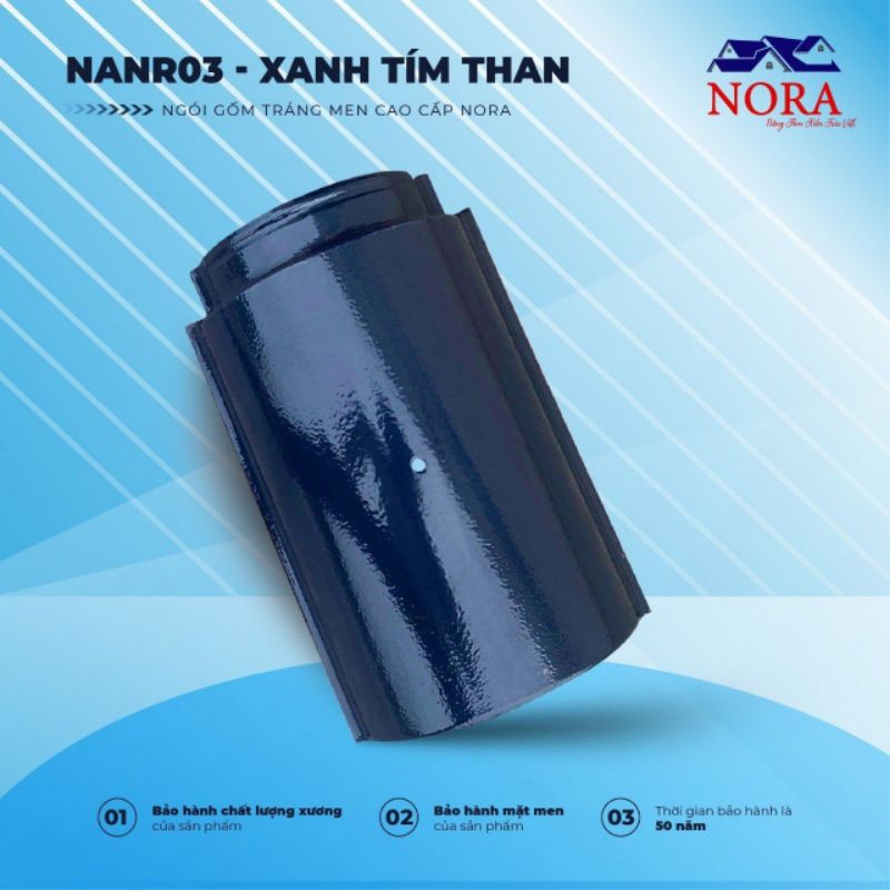 Ngói nóc, ngói úp nóc, ngói nóc âm, ngói tráng men màu xanh tím than, ngói tráng men Amata Nora ...