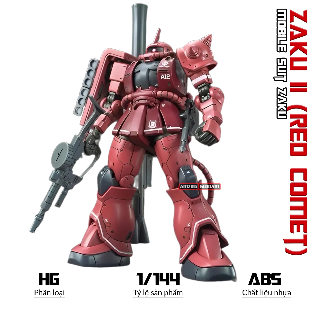 Mô hình HG Zaku II (Ver Red Comet), 1/144 Mobile Suit, Xếp hình thông ...