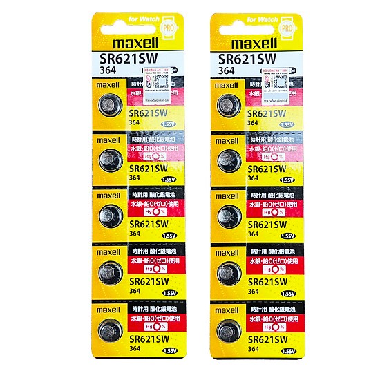 VI 10 VIÊN PIN AG1 (LR621H, 364A, SG1, SR60, LR60, 164, 364, LR621 ...