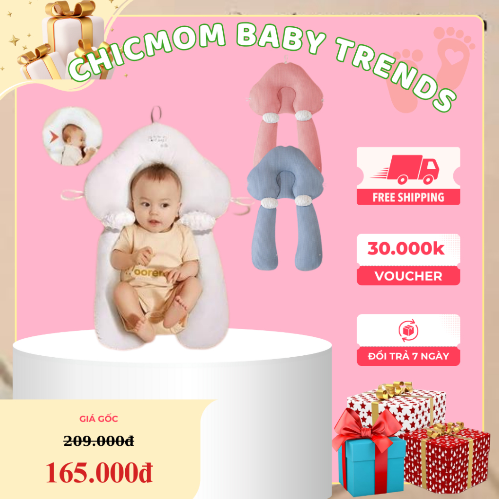 Gối Chữ U Cho Bé Sơ Sinh BabyCare, Gối Chống Méo Đầu, Chống Giật Mình Giúp Bé Ngủ Ngon, Có Dây ...