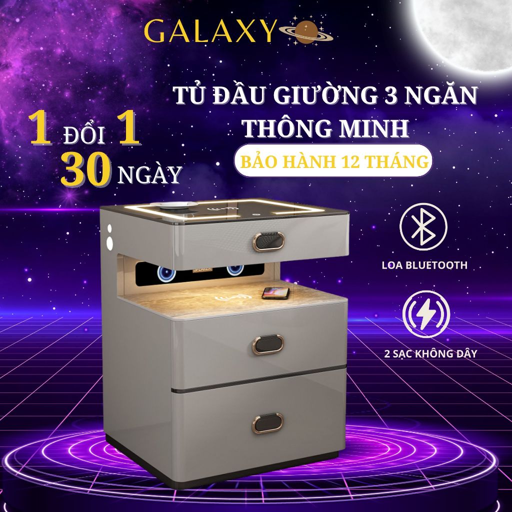 Tủ Đầu Giường GALAXY Kệ Đầu Giường 3 Ngăn Kéo Thông Minh Đầy Đủ Chức ...