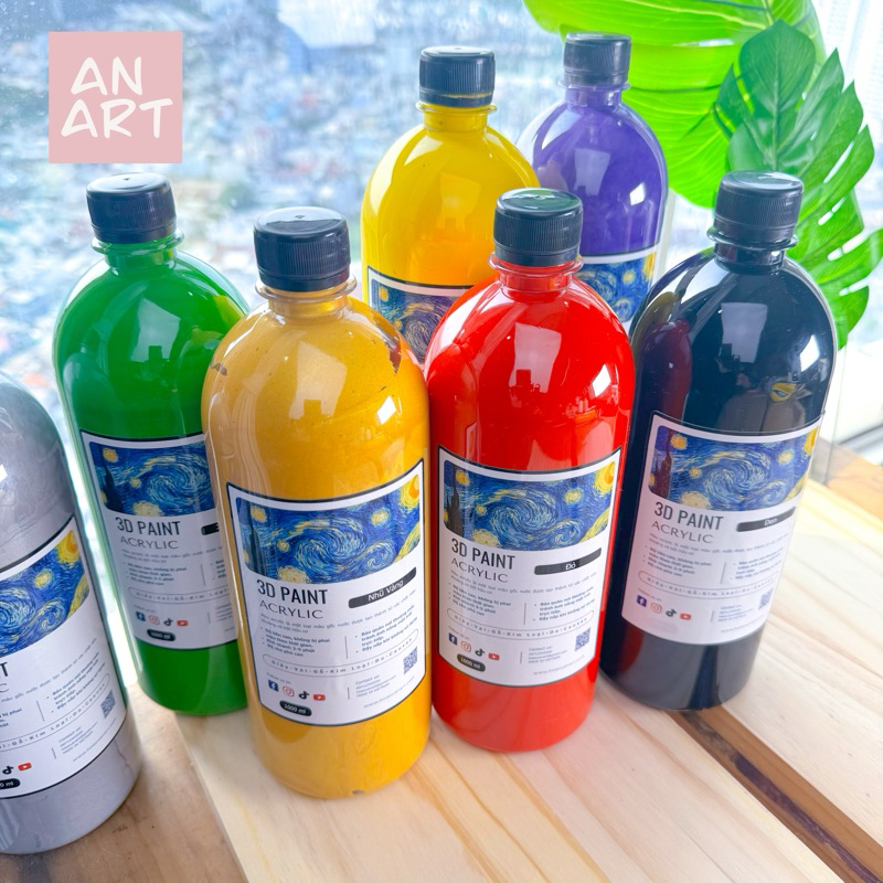 Màu Acrylic 3D - 5D 1000ml Vẽ Tranh , Vẽ Canvas , Tô Tượng , Vẽ Vải ...