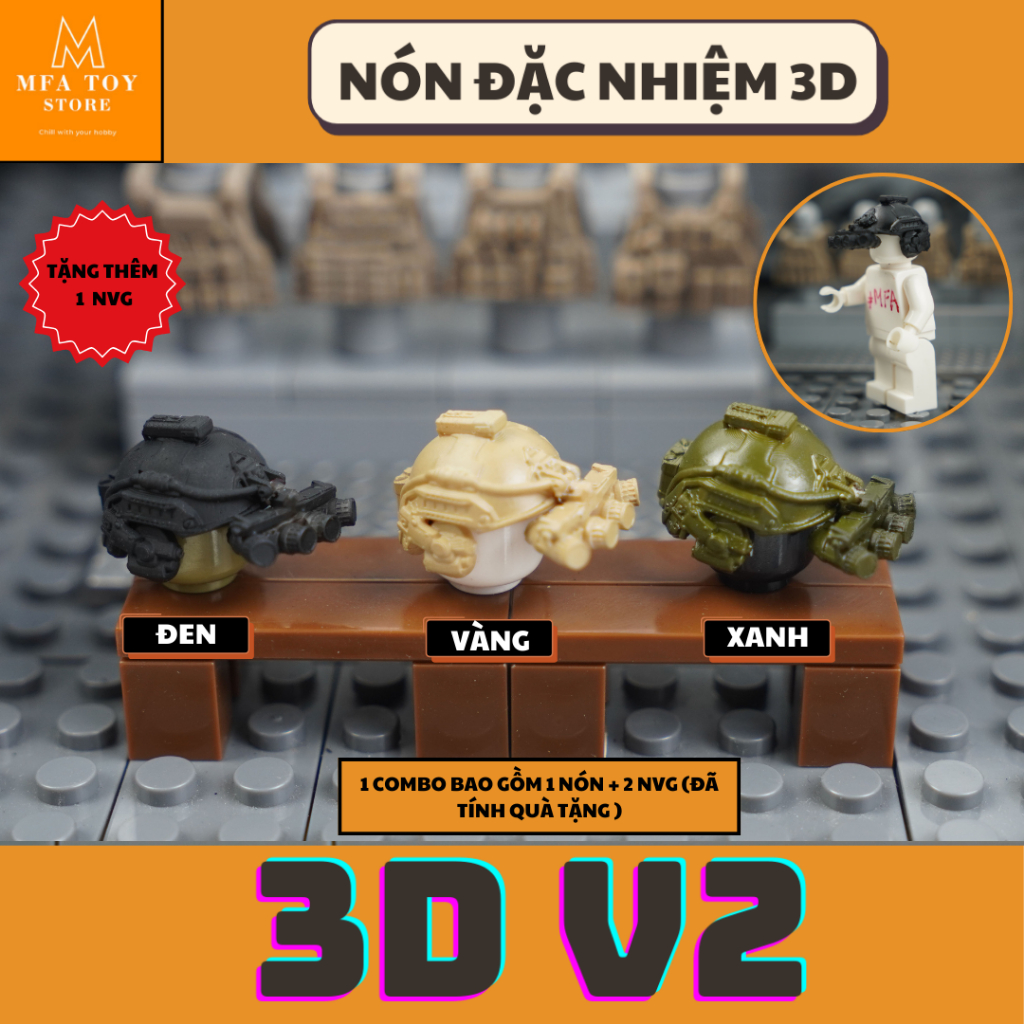 Đồ chơi lắp ráp swat army, mô hình lắp ghép quân sự - Trang bị in 3DV2 Nón đặc nhiệm | Shopee ...