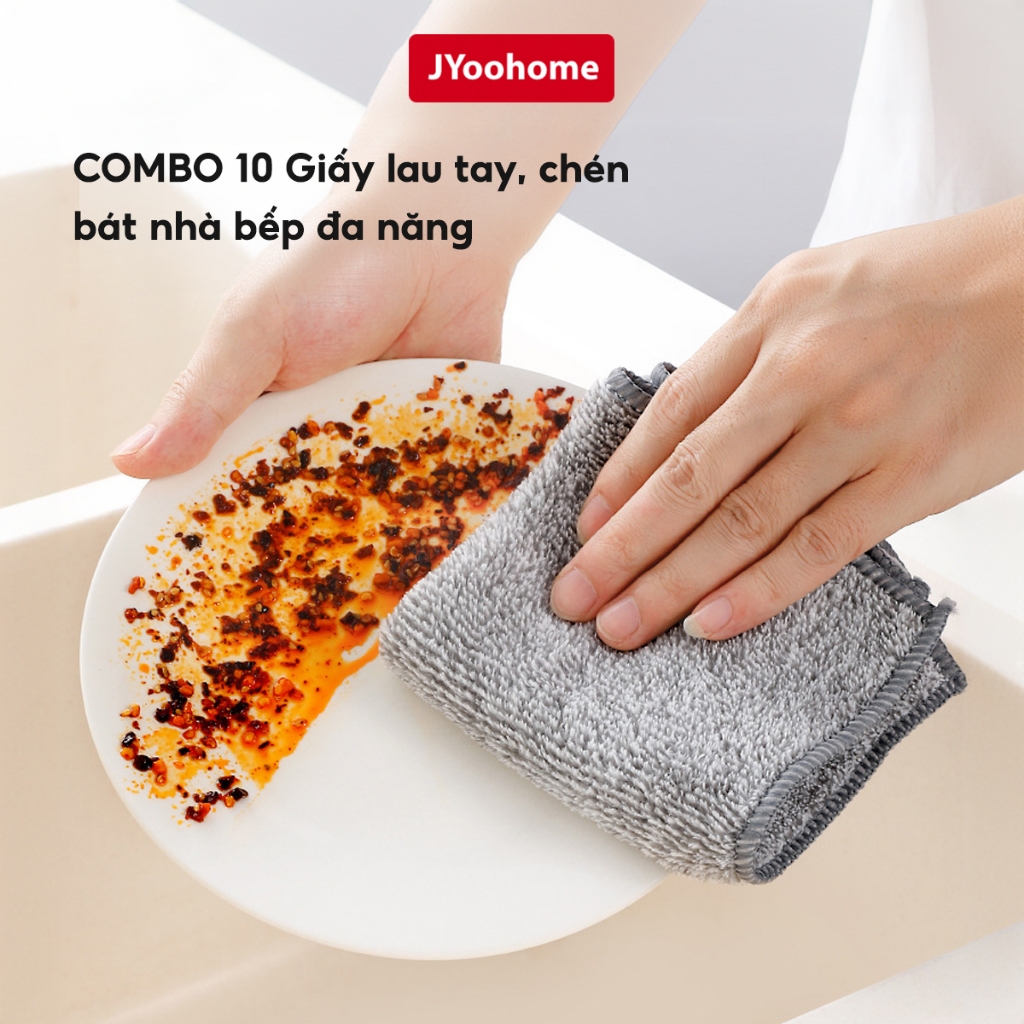 COMBO 50 Khăn lau chén đĩa JYoohome Vải 2 mặt thấm hút tốt, Khăn lau đa ...