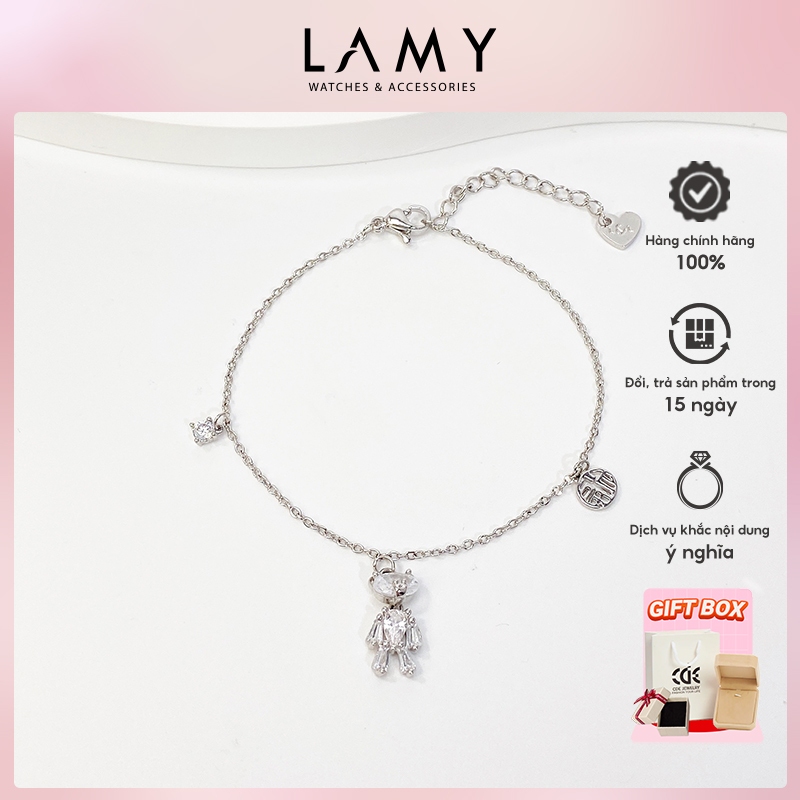 Vòng tay bạc nữ CDE Crystal Teddy Bear Silver Bracelet CDE2243SV ...