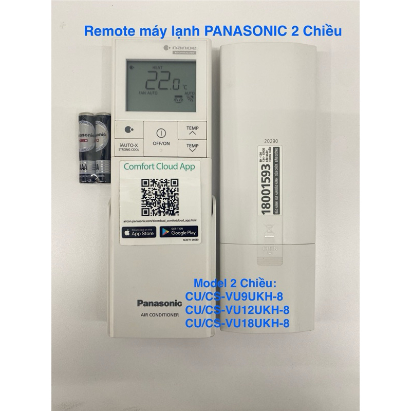 Remote máy lạnh Panasonic 2 chiều 20290, Điều khiển điều hoà Panasonic ...