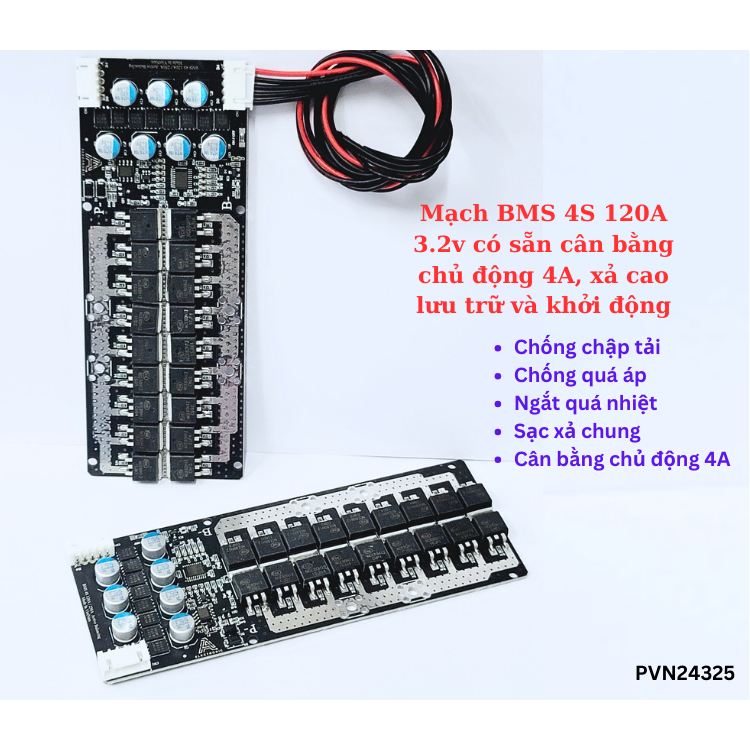 Mạch BMS 4S 120A 3.2v có sẵn cân bằng chủ động 4A, xả cao lưu trữ và ...