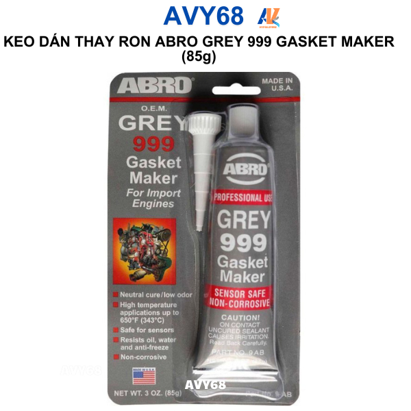 Keo dán thay ron màu xám ABRO GREY 999 Gasket Maker (85g) | Shopee Việt Nam