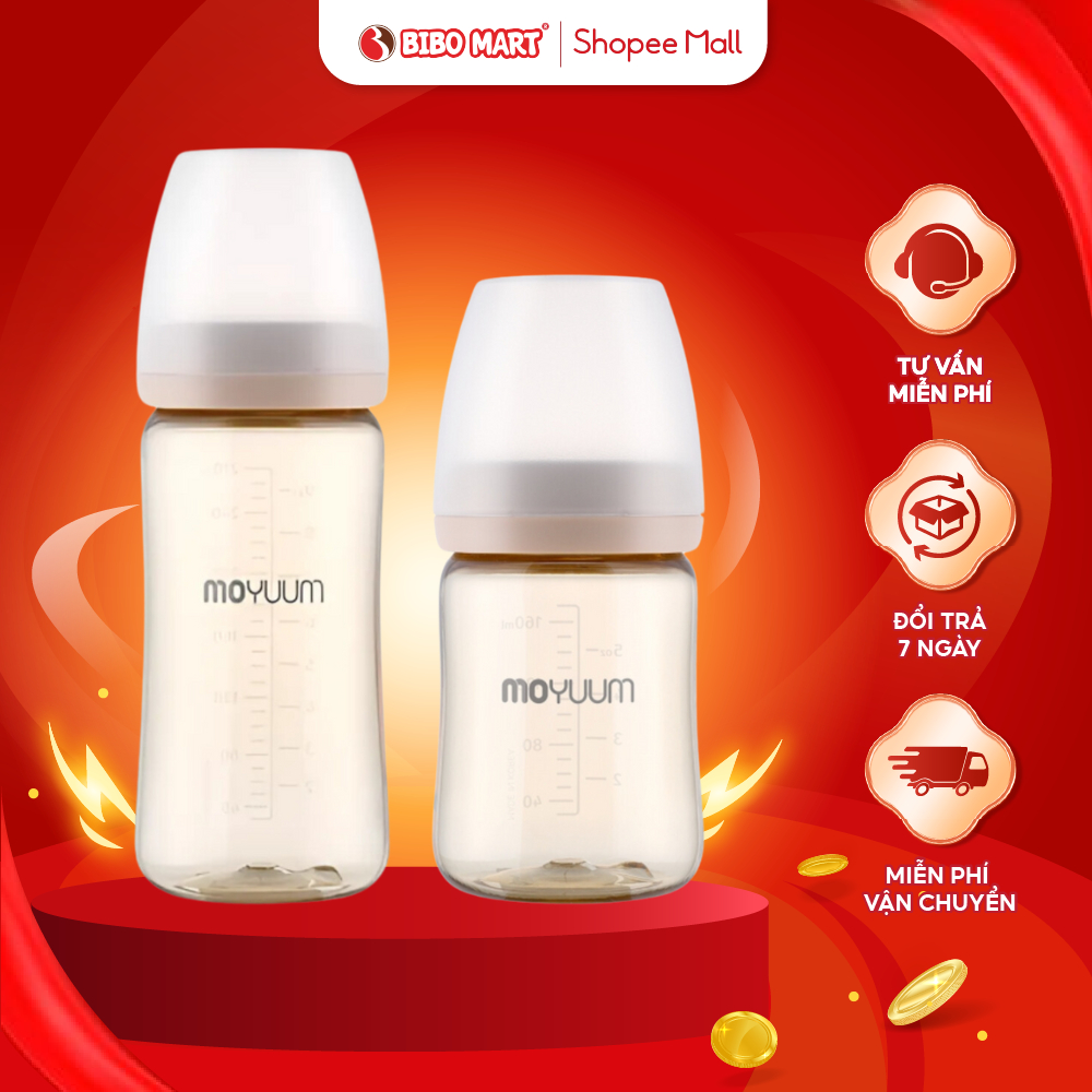 Bình Sữa Moyuum Hàn Quốc PPSU Chịu Nhiệt Van Khí Chống Sặc Giảm Đầy Hơi 170ml 270ml - Bibomart ...