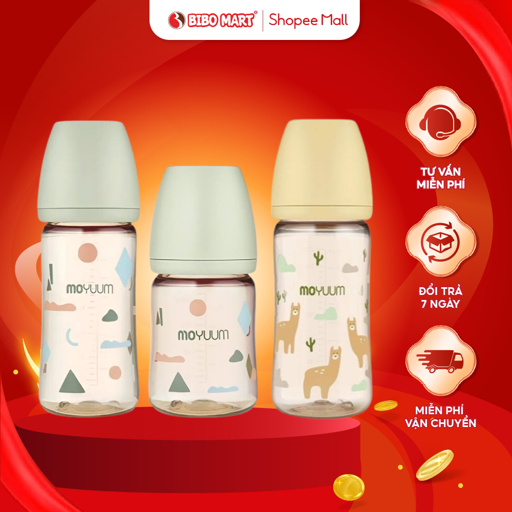 Bình Sữa Moyuum Hàn Quốc Bản Mây Xanh Lạc Đà Nhựa PPSU Cao Cấp Chịu Nhiệt Tốt Núm Ti Silicon ...