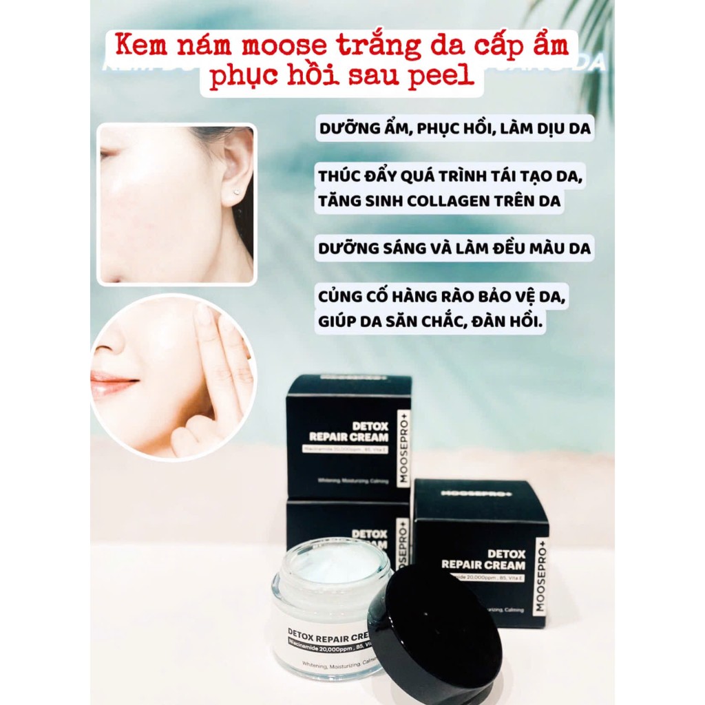 (Tặng nạ)Kem moosepro+ Detox Repair cream 50g hỗ trợ cấp ẩm phục hồi da ...