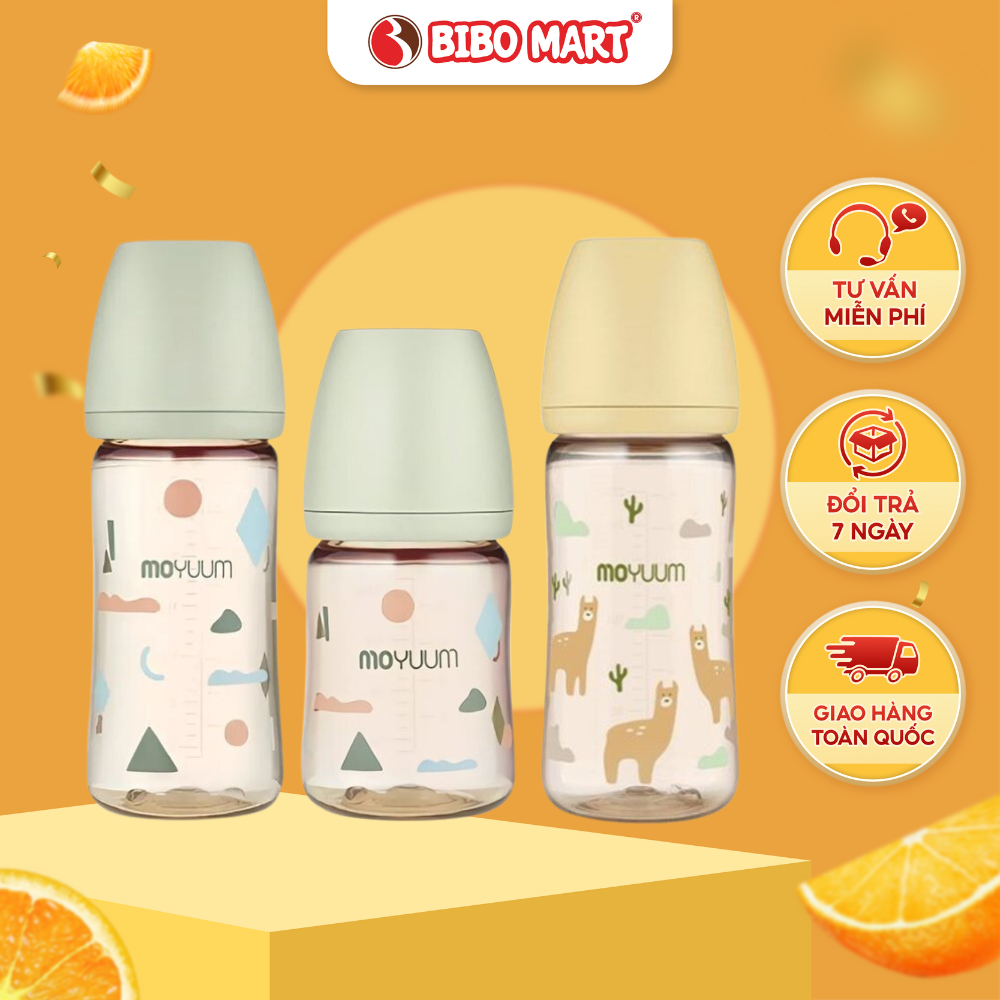 Bình Sữa Moyuum Hàn Quốc Nhựa PPSU Cao Cấp Chịu Nhiệt Núm Ti Silicon Siêu Mềm Chống Sặc ...