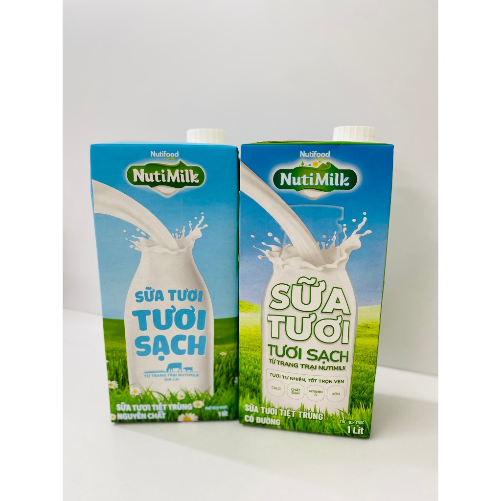 NutiMilk Sữa Tươi Tiệt Trùng Nguyên Chất Có Đường/Không Đường Hộp 1 Lít ...