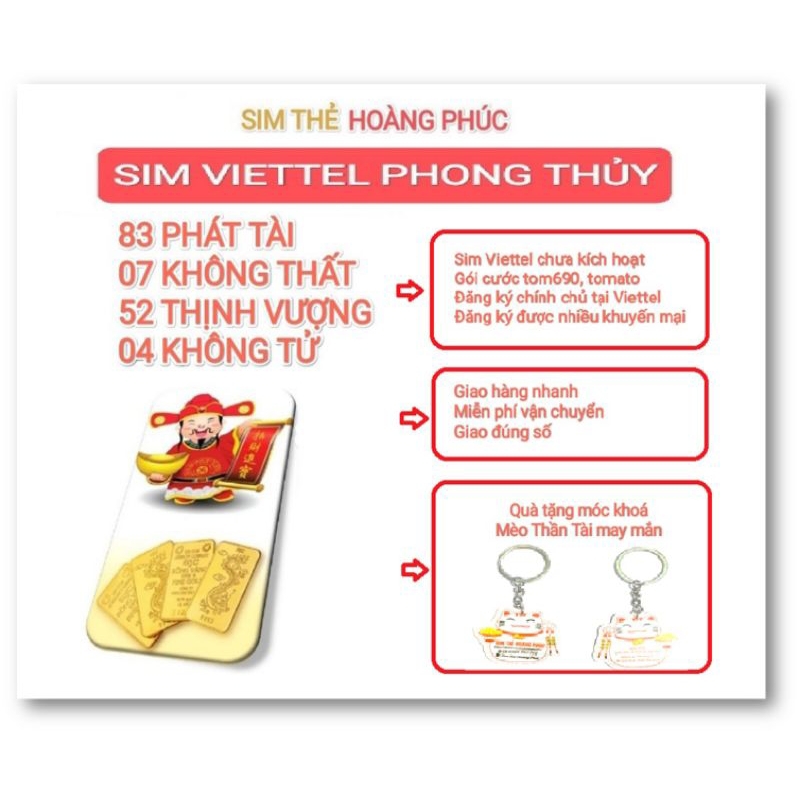 Sim Viettel cặp gánh đẹp đuôi 83 07 52 04 phong thuỷ, sim Viettel đầu ...