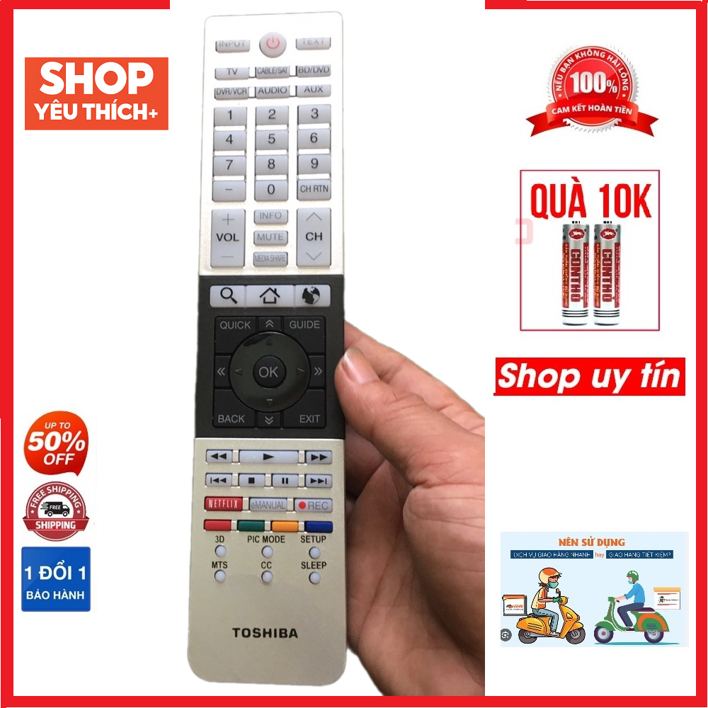 Điều khiển tivi Toshiba RM-L1328 loại dài to đa năng dùng cho nhiều loại khiển toshiba to và dài ...
