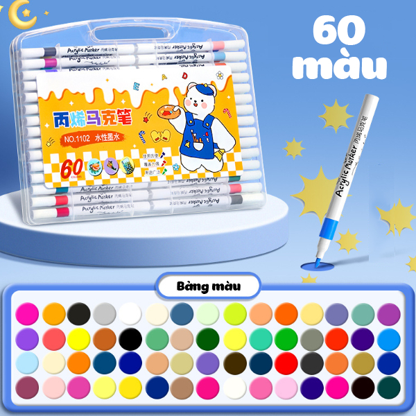 Bút màu Acrylic Marker, bút lông màu, bút dạ chống nước kèm hộp nhựa ...