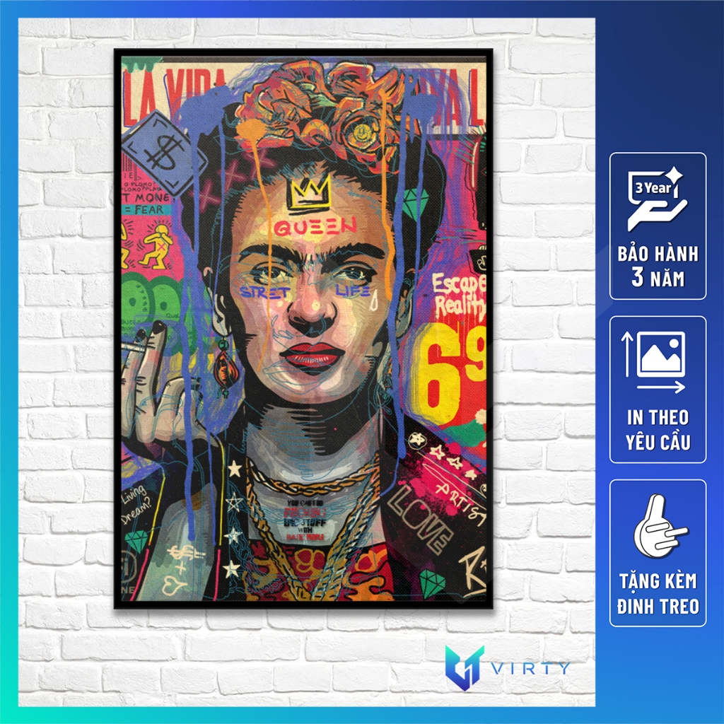 Tranh Canvas treo tường POP ART kèm khung composite Tranh VIRTY decor ...